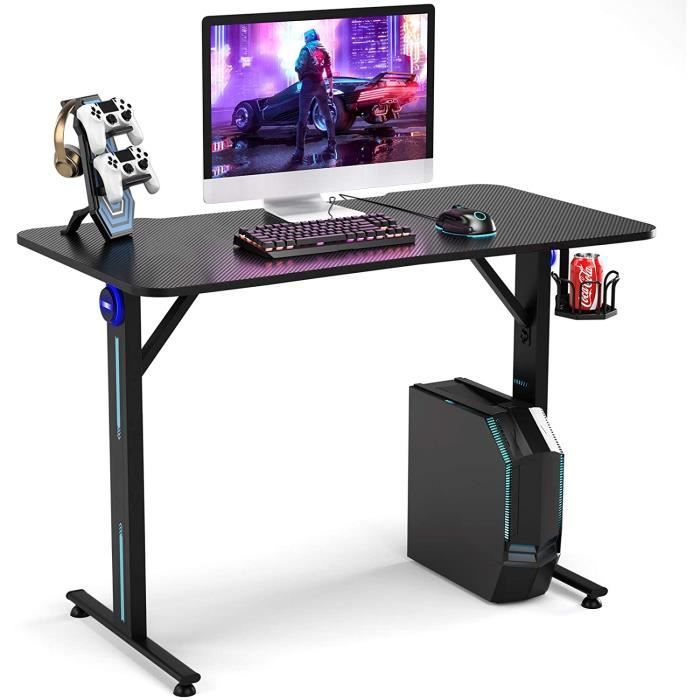 Bureau Gaming Bureau Gamer Table pour PC Informatique avec LED Support ...