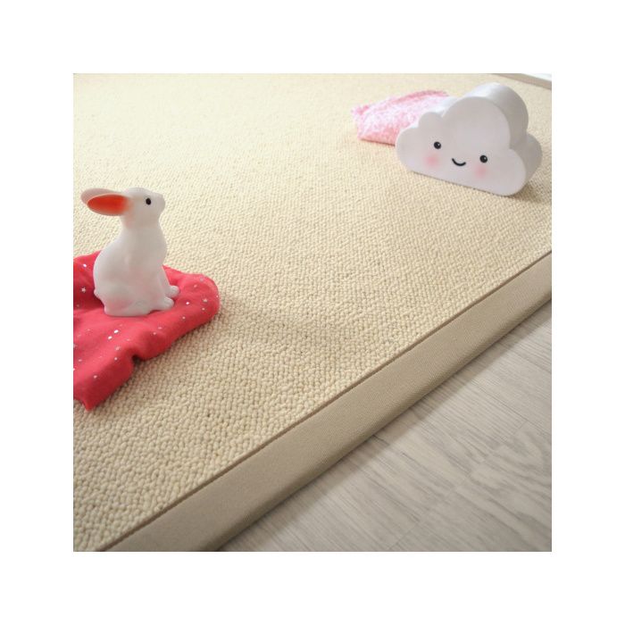 Tapis pure laine - Latoon écru - Ganse coton grège - 120 x 170 cm ...
