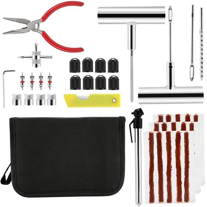 46 Pièces Kit de Réparation Pneu Voiture, Holres Kit de Reparation avec ...