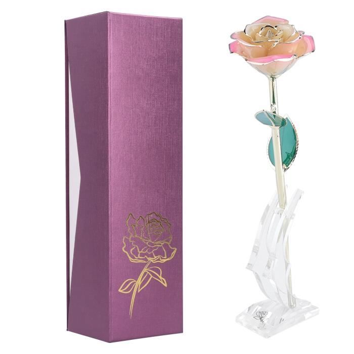 Qiilu Fleur rose dorée Véritable Fleur de Rose Trempée 24K, Rose ...
