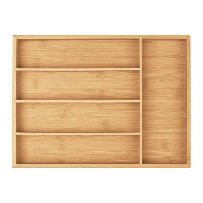 Relaxdays Range-couverts en bambou avec 5 compartiments, pour ...