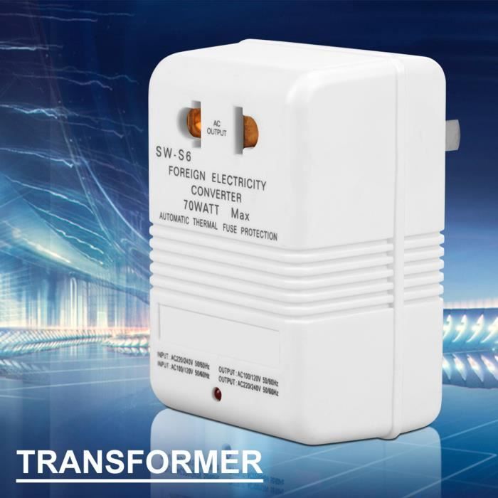 Transformateur de convertisseur de tension 70W 110V/120V à 220V/240V (prise standard CN ...