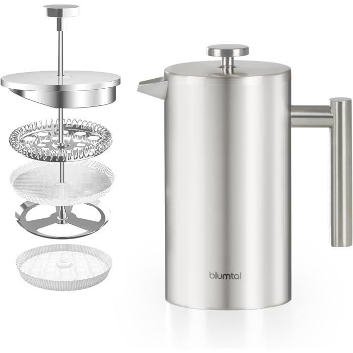 Cafetiere A Piston 600 Ml (4 Tasses) Cafetière À Piston En Inox ...