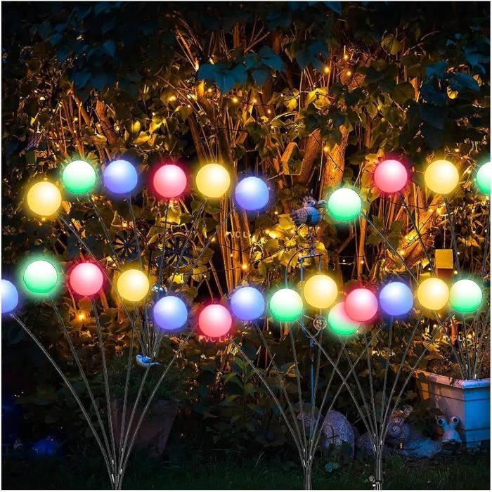 Luciole Solaire Exterieur Jardin, 4 Packs De 6 8 10 Led Lampes Solaires Exterieures Jardin, Avec ...