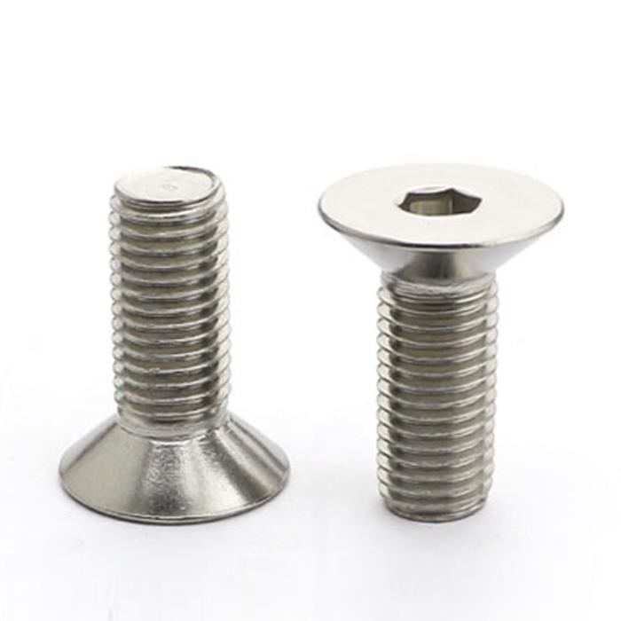 White-M4 -20pcs-18mm -Vis à tête hexagonale plate, en acier inoxydable ...