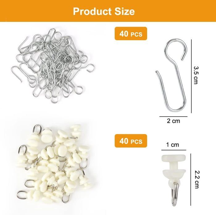 80 Pice Crochets De Rideau Crochet Rideau Rail Glisseur Pour Rail ...