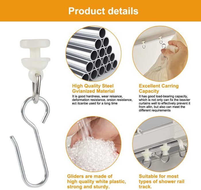 80 Pice Crochets De Rideau Crochet Rideau Rail Glisseur Pour Rail ...