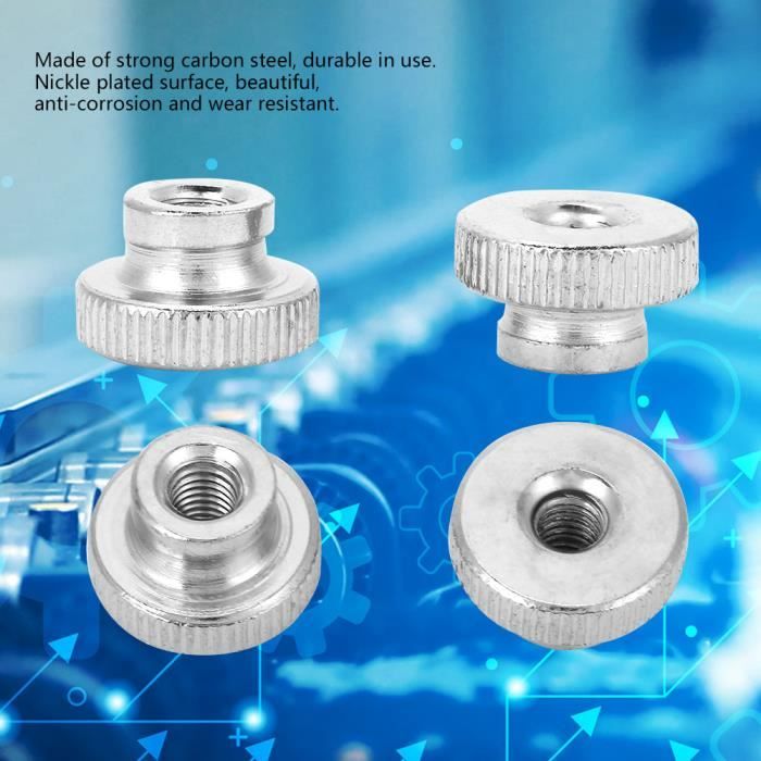 URB Écrou de poignée M3 M4 M5 M6 M8 M10 en acier au carbone nickelé ...