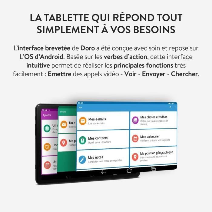 Tablette Doro pour Senior - Écran HD 10.4 - Caméra 5MP + 8MP - Wi-Fi ...