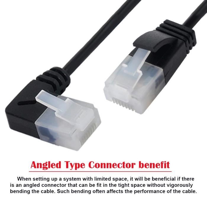 Câble Ethernet Cat6 ultra fin RJ45 à angle droit UTP Cordon de raccordement à 90 degrés Cat6a ...