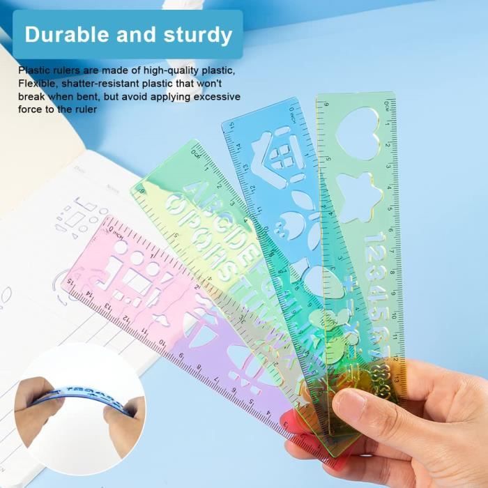 12 Pièce 15 cm Double Décimètre Règle, en Plastique Incassable Scolaire ...