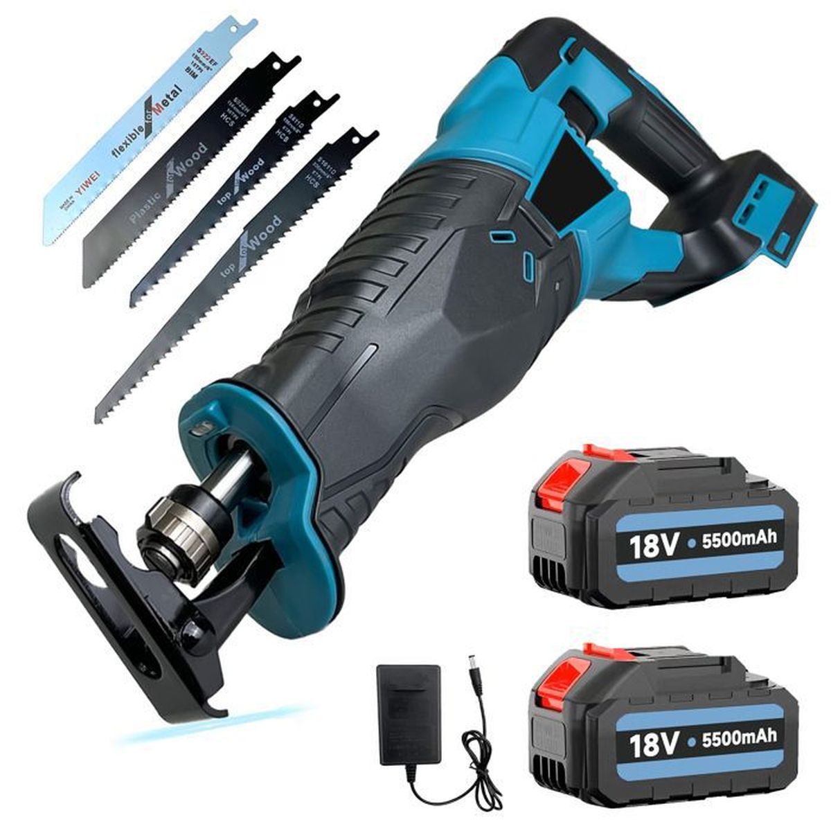 Scie sabre Electrique sans fil MAWIRON 2800RPM-850W-LED-4 Lames Avec ...