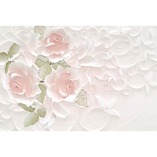 Art Murals Papiers Peints Vinyle, Roses roses 3D, fleurs, 360x240 cm ...