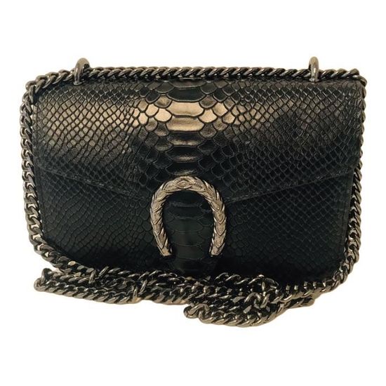 Sac à Main Femmes Cuir Véritable Façon Python DHDB Sanremo-Noir NOIR ...