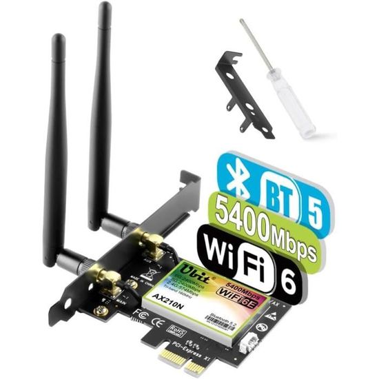 Carte WiFi - Ubit - AX210N - 5400 Mbps - Bluetooth 5.2 - MU-MIMO ...