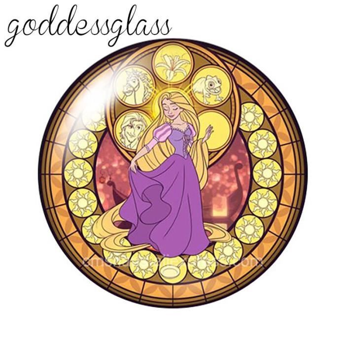 Cabochon rond en verre, 10 pièces, princesse Disney, Elsa, Anna, Belle ...