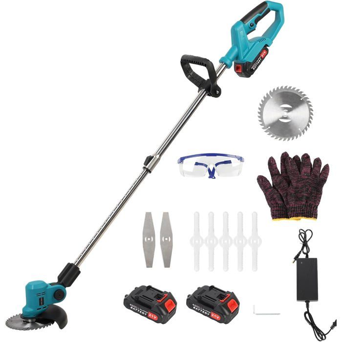 Débroussailleuse sans fil 21 V - Diamètre de coupe : 15 cm - Avec 2 batteries de 2,0 Ah et ...