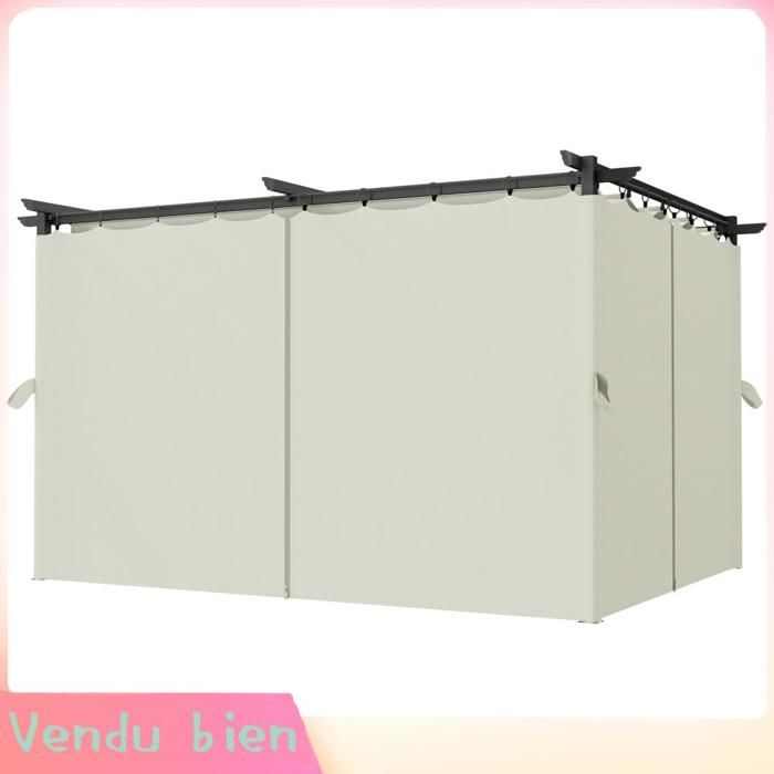 LIA Pergola de jardin exterieur 3 x 4 m, toit rétractable et rideaux ...