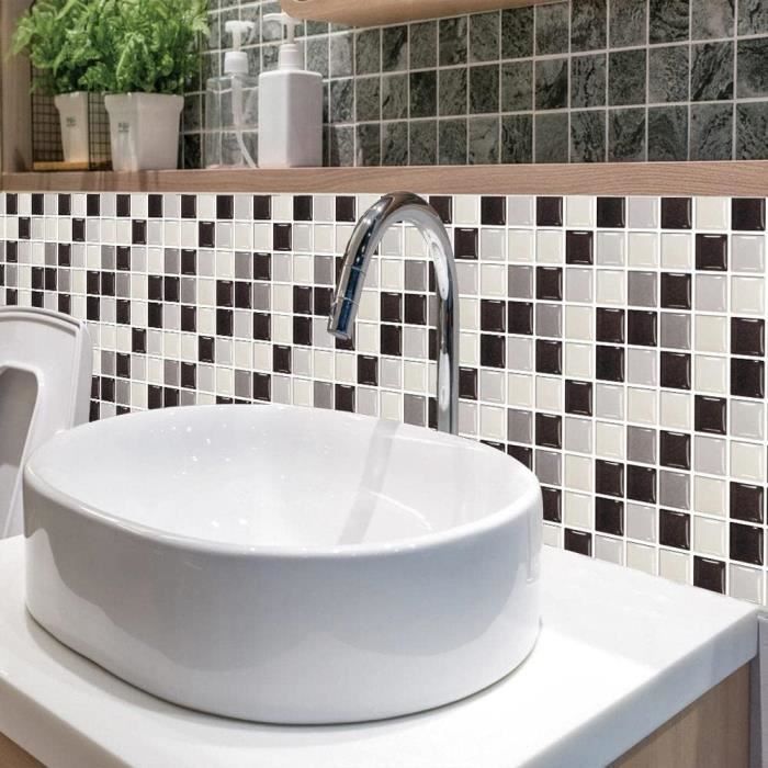 Stickers Cuisine Mosaïque Blanc Crème Credence Adhesive Pour Cuisine ...