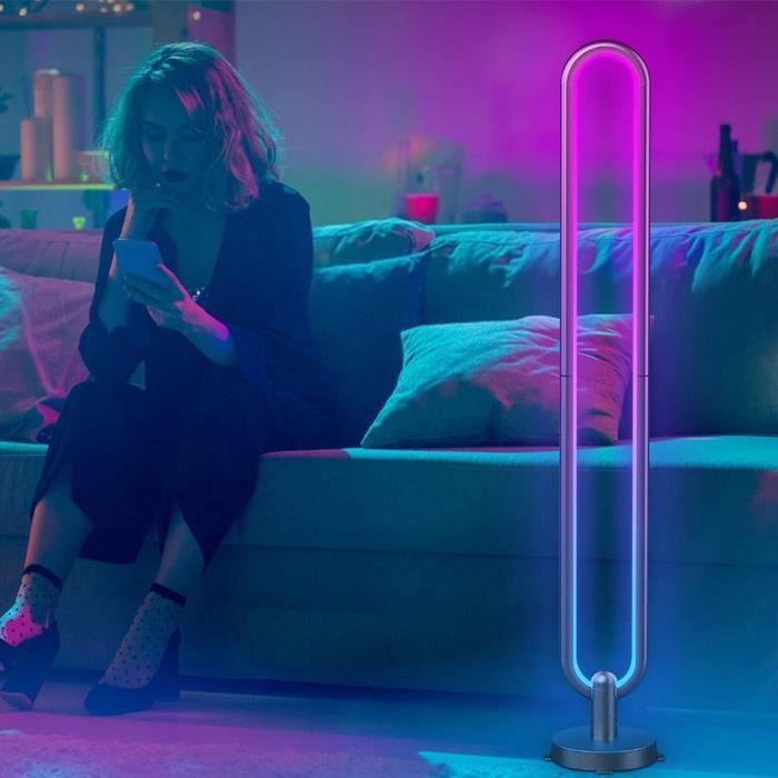 RGB Lampadaire Sur Pied Salon Avec Telecommande,15W LED Lampe De Sol Chambre Dimmable Lampadaire ...