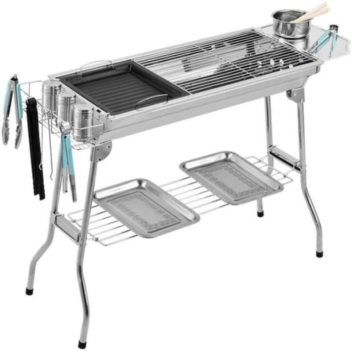 Barbecue à Charbon de Bois Inox Taille Grande BBQ Pliable Barbecue ...