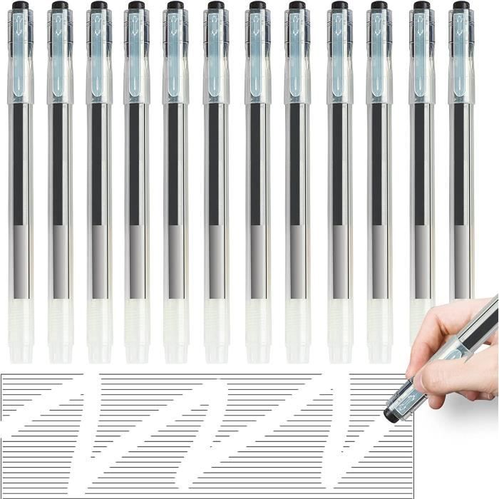 Stylo Effacables Noir, Stylo Gomme Lot de 12, Stylo Roller Rechargeable ...
