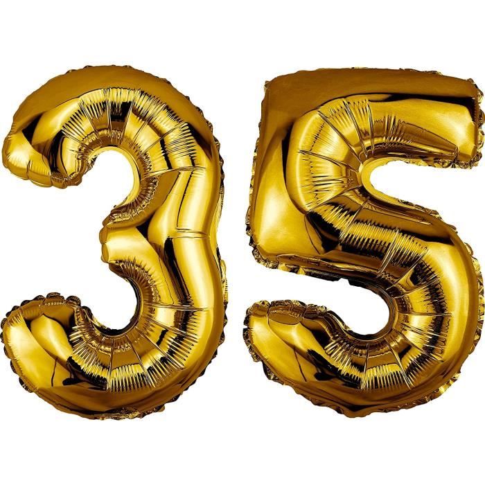 Ballon Gonflable Doré 82 Cm Pour Anniversaire, Fête, Mariage (Numéro 35 ...