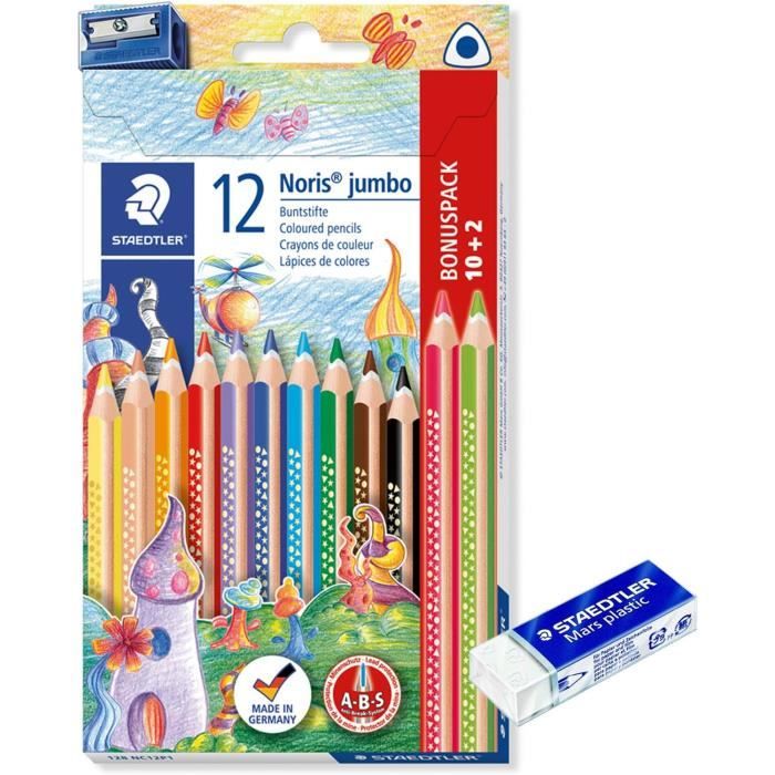 Staedtler Crayon De Couleur Noris Jumbo (Crayons De Couleur + Gomme ...