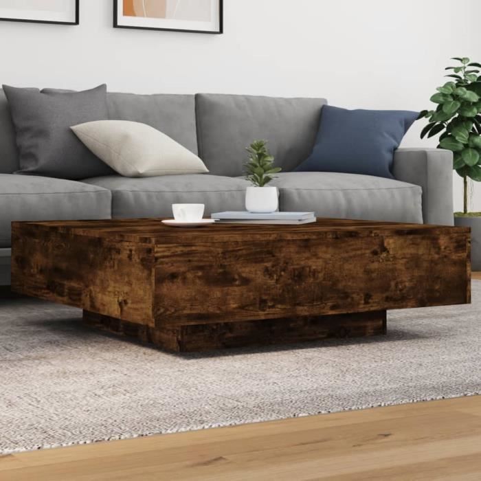 MAG Table basse avec lumières LED chêne fumé 100x100x31 cm ...