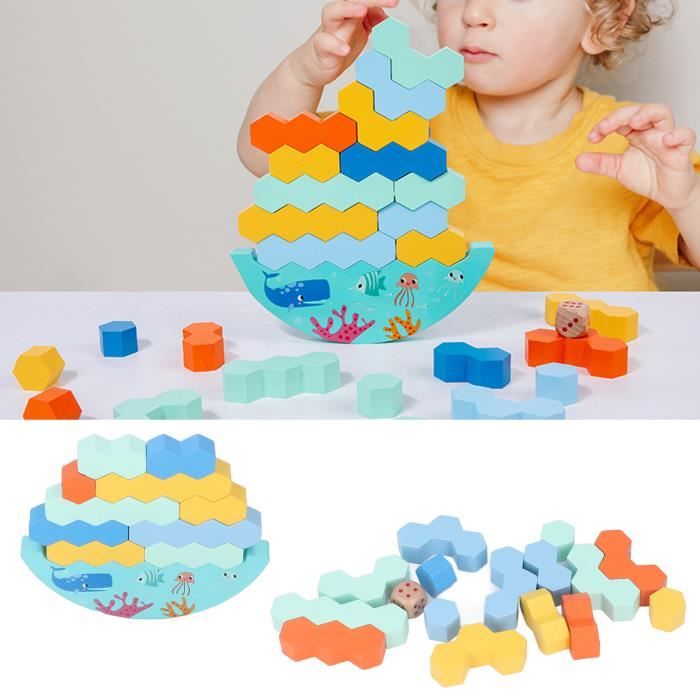 Shipenophy Blocs d’empilage en bois Blocs à empiler en bois pour enfants, blocs de construction ...