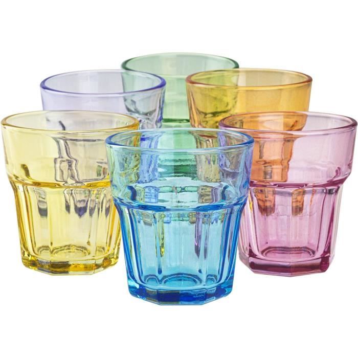 6 Verres Colorés 280 Ml Verres À Jus Et Soda Tumbler Verre Couleur ...
