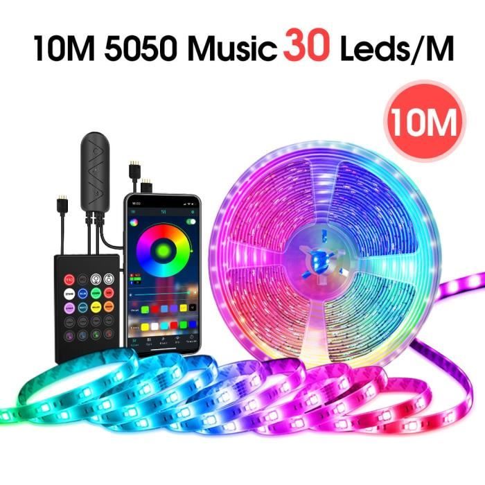 BANDE LED,5050 10m 30leds--Ruban LED 5m 30m, Bluetooth RGB Bande LED Intelligente, Dimmable ...