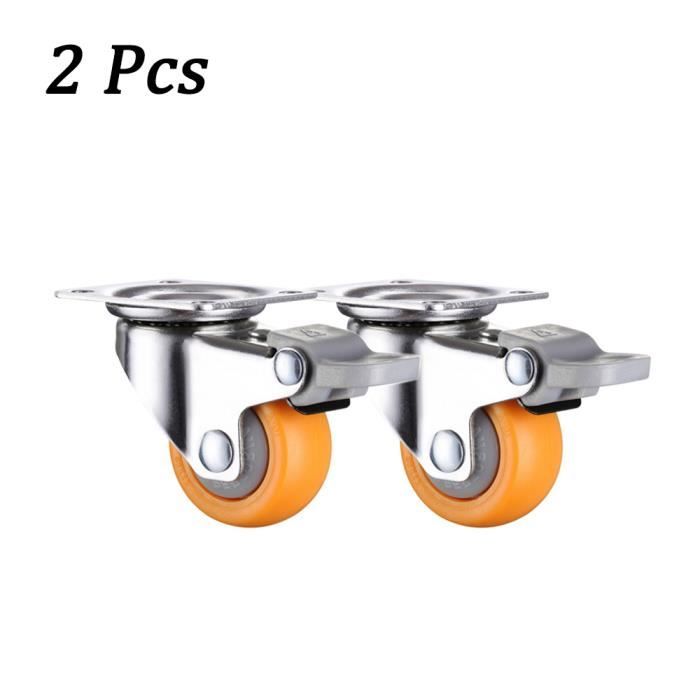 ROUE - ROULETTE,A 2 Pcs with brake-1 inch--Roulettes pivotantes Orange ...