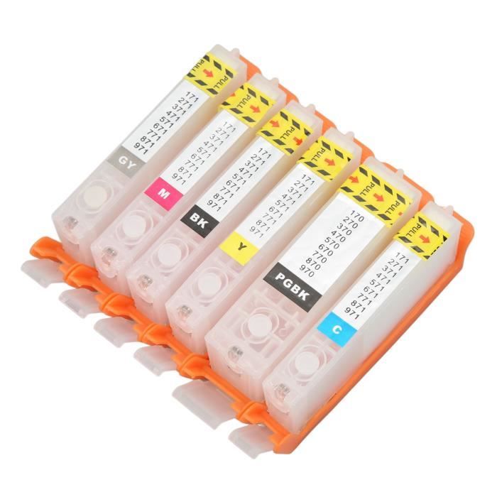 Cartouche d'encre - ZJCHAO - 6 couleurs - Rechargeable - Étanchéité à l ...