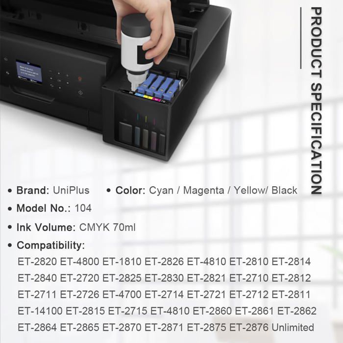 Encre 104 ET-2821 ET-2812 ET-1810 ET-4800 ET-2840 ET-2830 Cartouche Compatible pour Epson 104 ...