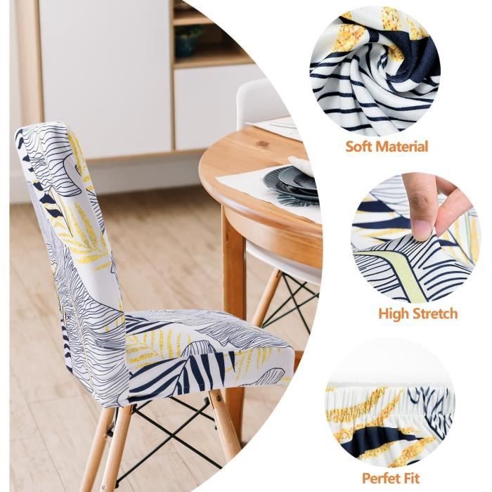 Housse De Chaise 6 Pièces, Housse Chaise Motif De Feuilles Universel ...