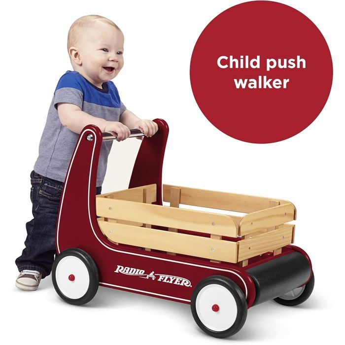 Chariot de Marche Radio Flyer Walker Wagon - Jouet en Bois Rouge pour ...