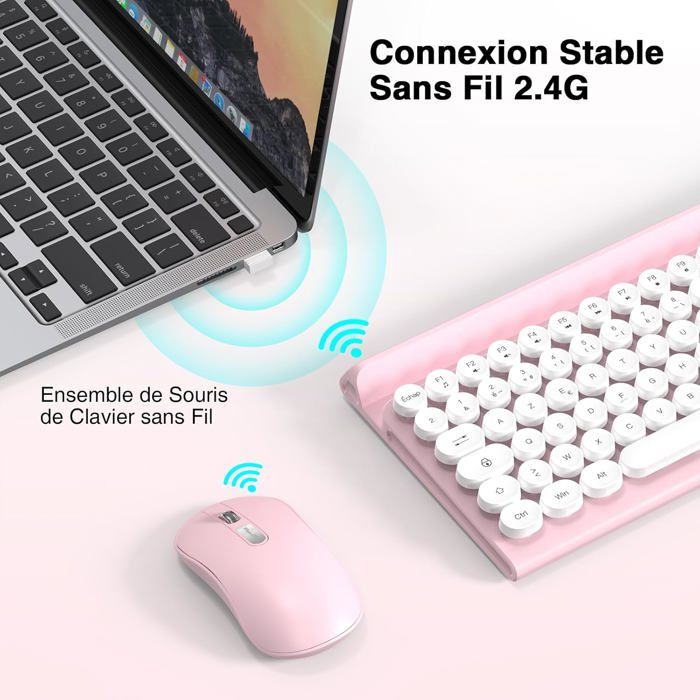 Clavier Souris sans Fil, Clavier AZERTY et Souris , avec Récepteur USB ...