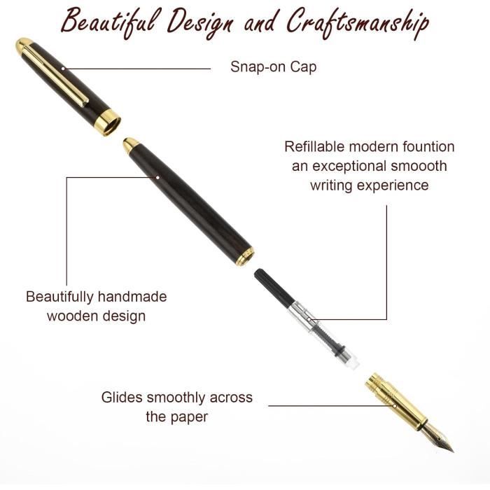 Ensemble De Stylo-Plume Vintage En Bois De Luxe De 0,5 Mm Avec 12 ...
