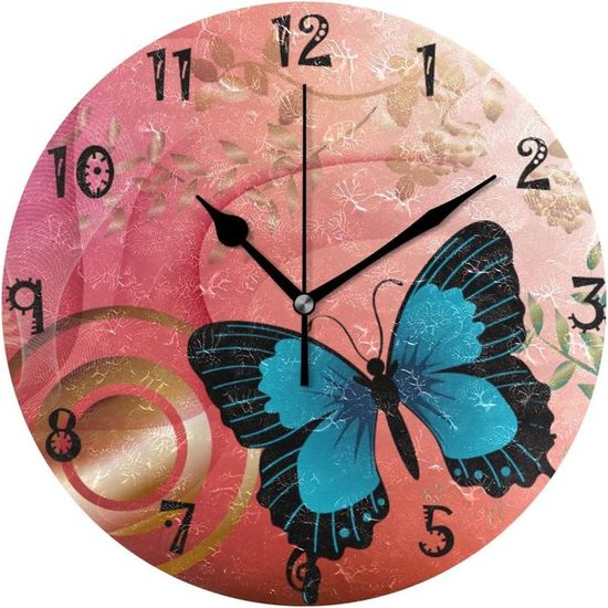 Papillon Rouge Pendule Murale Décoratif Moderne Horloge De Mur ...