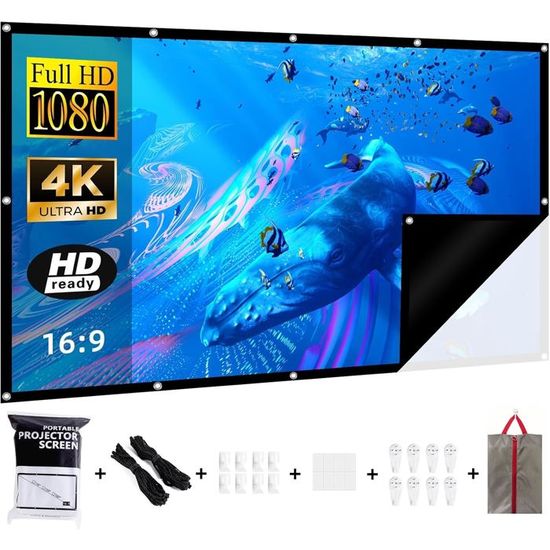 YSFMODE-Écran De Projection Portable Pliable Pour Intérieur Et Extérieur 16:9-Noir-152,4 Cm ...