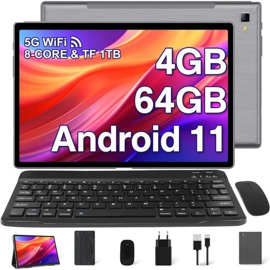Tablette Tactile 10 Pouces Android 11 Tablette T5,Avec 4 Go Ram 64 Go Rom (Extension 4-1Tb) 5G ...