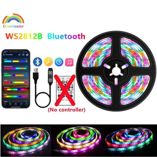 BANDE LED,WS2812 Bluetooth-15M Full Set--Bande lumineuse Led RGB 5050 RGBIC WS2812B, Bluetooth ...