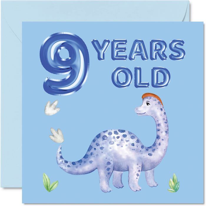 Carte De 9e Anniversaire U2013 Dinosaure Et Ballons U2013 Carte