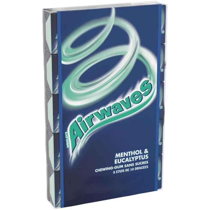 LOT DE 8 - AIRWAVES : Chewing-gum Menthol et Eucalyptus 5 x 14 g ...