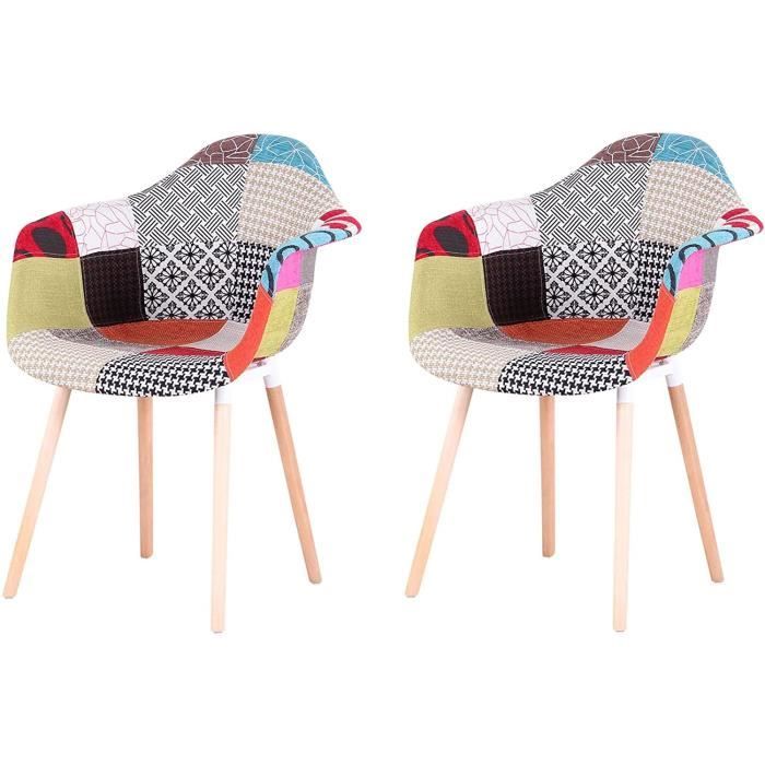 Ensemble de 2 chaises, Fauteuil Patchwork, Chaise de Salle à Manger ...