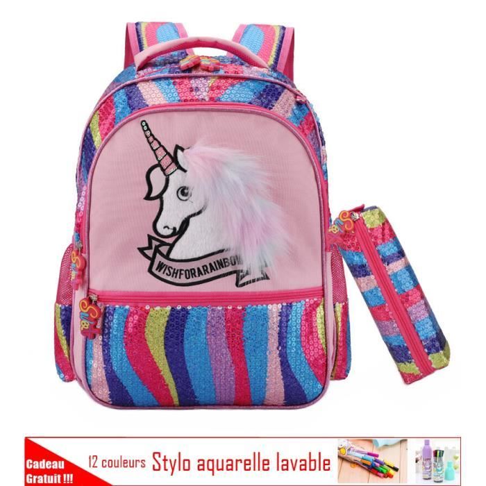 [SHAKIRA] 2 pcs/set Cartable Paillettes Fille,Sac à dos Licorne élève ...