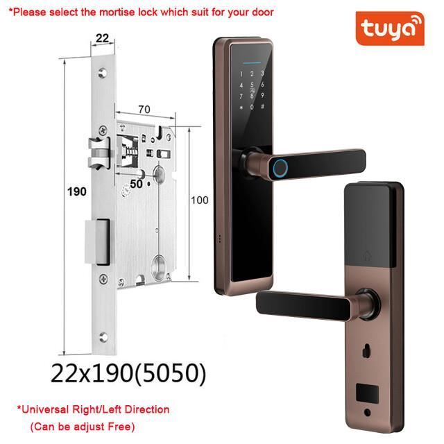 Serrure électronique biométrique Tuya,serrure de porte intelligente numérique,empreinte digitale ...