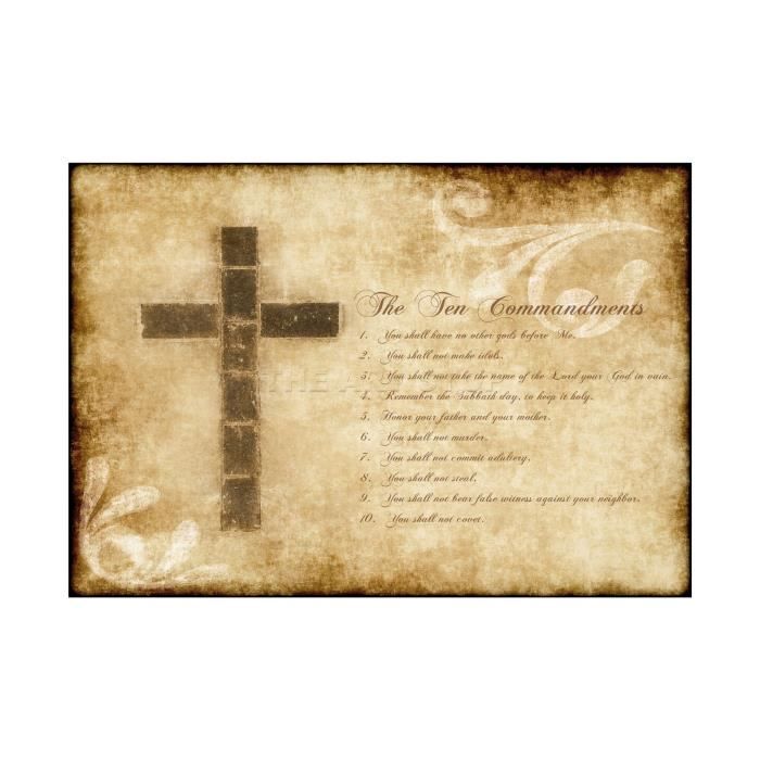 Ten Commandments 10 Cross Christian Religious Quote Framed Art Print ...