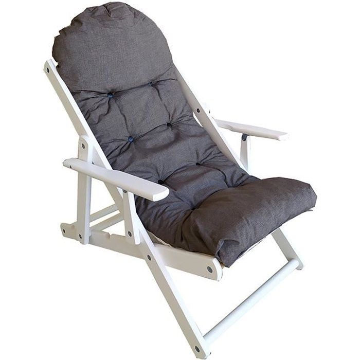 Fauteuil relax - RELAX - Inclinable 3 positions - Cadre blanc - Coussin ...